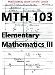 MTH 103: Elementary Mathematics III Lecture Note, Pdf